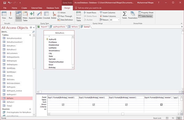 MS Access - 内置函数 | MS Access 教程