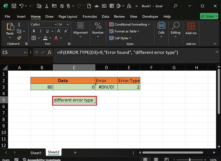 Excel - ERROR.TYPE 函数 | Excel 函数教程