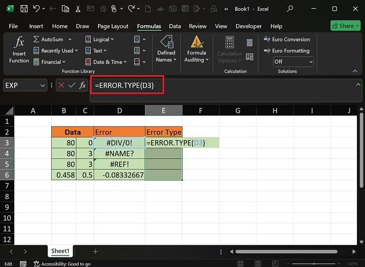 Excel - ERROR.TYPE 函数 | Excel 函数教程