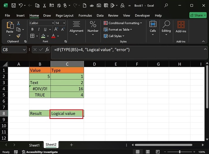 Excel - TYPE 函数 | Excel 函数教程