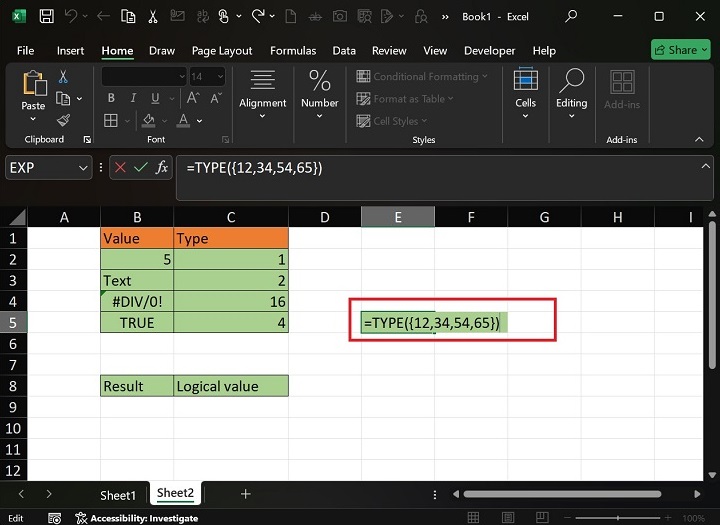 Excel - TYPE 函数 | Excel 函数教程