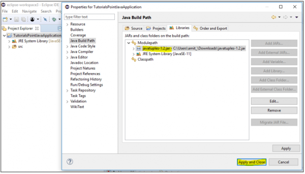 如何在 Eclipse 中运行 JavaTuples 程序? | w3schools 中文网