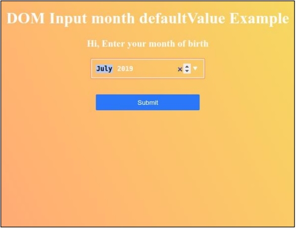 HTML DOM Input Month defaultValue 属性 | w3schools 教程
