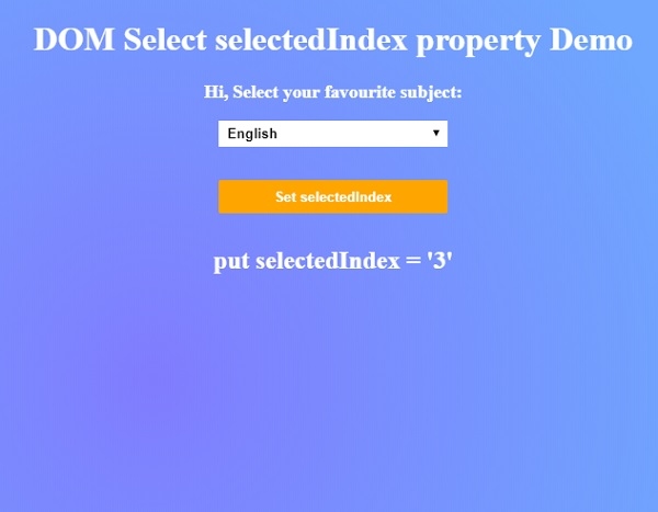 HTML DOM Select selectedIndex 属性 | w3schools 教程