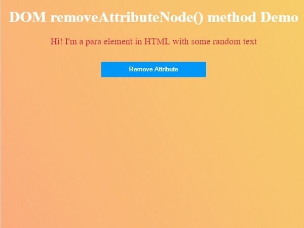 HTML DOM removeAttributeNode() 方法 | w3schools 教程