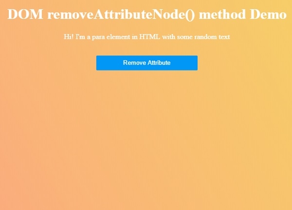 HTML DOM removeAttributeNode() 方法 | w3schools 教程