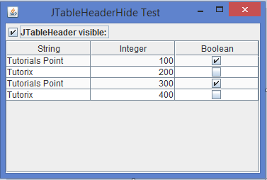 如何在 Java 中显示/隐藏 JTable 的表头? | w3schools 中文网