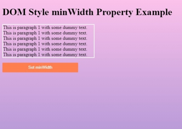 HTML DOM Style minWidth 属性 | w3schools 中文网