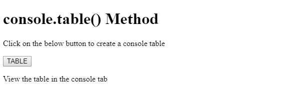HTML DOM console.table() 方法 | w3schools 教程