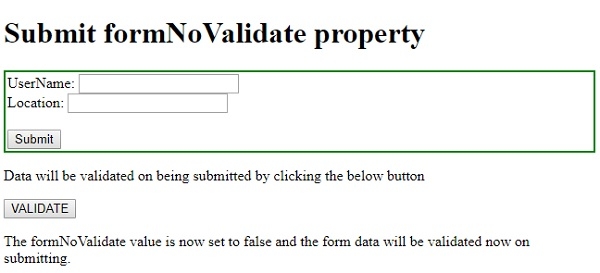 HTML DOM Input Submit formNoValidate 属性 | w3schools 中文网