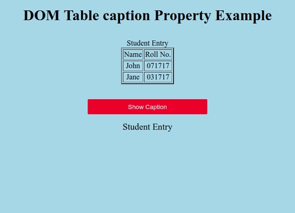 HTML DOM Table caption 属性 | W3Schools 中文网