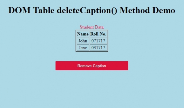 HTML DOM Table deleteCaption() 方法 | w3schools 教程