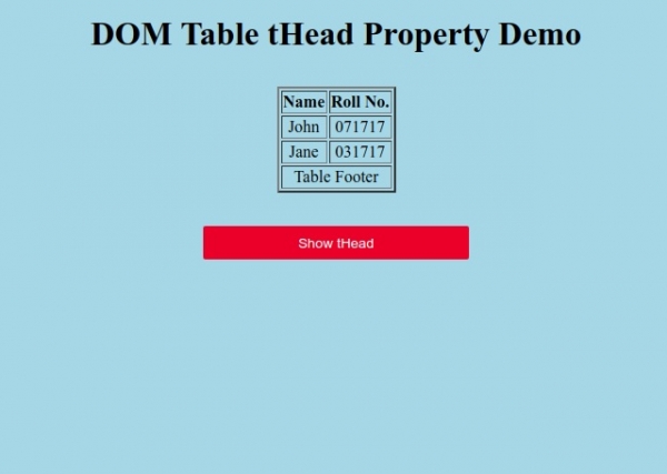 HTML DOM Table tHead 属性 | w3schools 教程