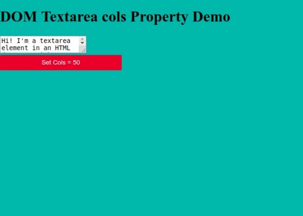 HTML DOM Textarea cols 属性 | w3schools 教程