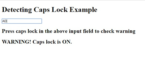 如何使用 JavaScript 判断输入字段中的 capslock 是否打开? | w3schools 中文网