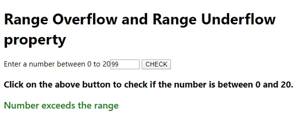JavaScript 中的 Range Overflow 和 Range Underflow 属性。 | w3schools 教程