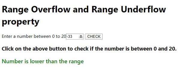 JavaScript 中的 Range Overflow 和 Range Underflow 属性。 | w3schools 中文网
