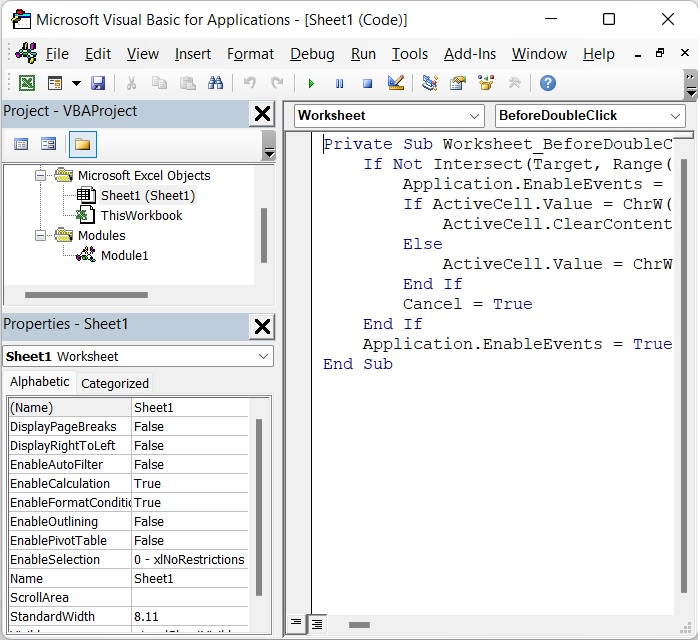 如何在 Excel 中双击单元格添加复选标记|W3Schools中文网