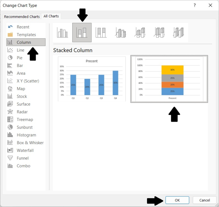 如何在 Excel 中为堆叠柱形图添加引线? | w3schools 中文网