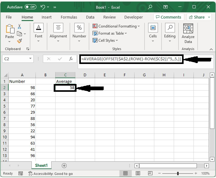 如何在 Excel 中计算每 5 行或每 5 列的平均值? | w3schools 教程
