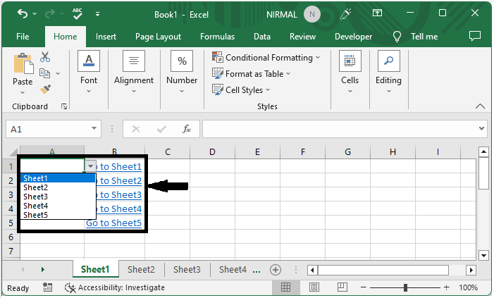 如何在 Excel 中创建包含指向每个工作表的超链接的下拉列表 W3schools 教程