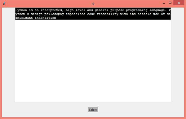 使用 Python 3 和 tkinter 在文本小部件中选择所有文本 | w3schools 教程