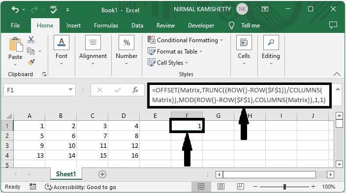 如何在 Excel 中将矩阵转换为向量或单列? | w3schools 中文网