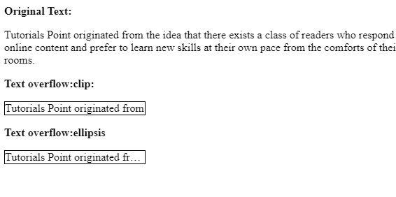 CSS text-overflow 属性 | w3schools 教程