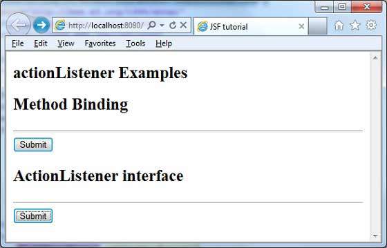 JSF actionListener | JSF 教程
