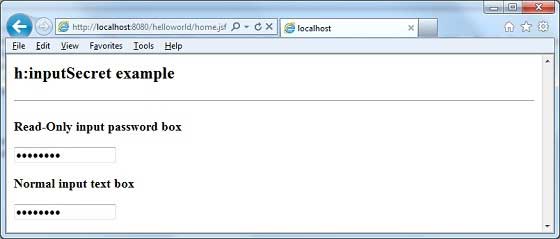 JSF h:inputSecret | JSF 教程