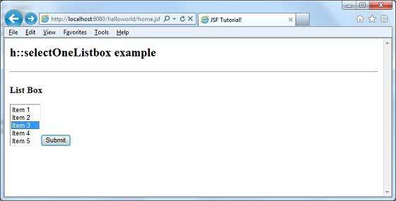 JSF h:selectOneListbox详解与使用示例 | JSF 教程